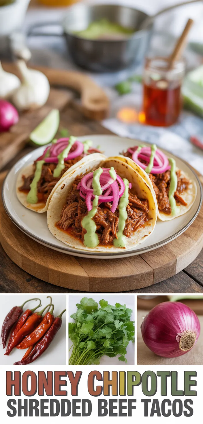 Honey Chipotle Shredded Beef Tacos Recipe - Taco terrace